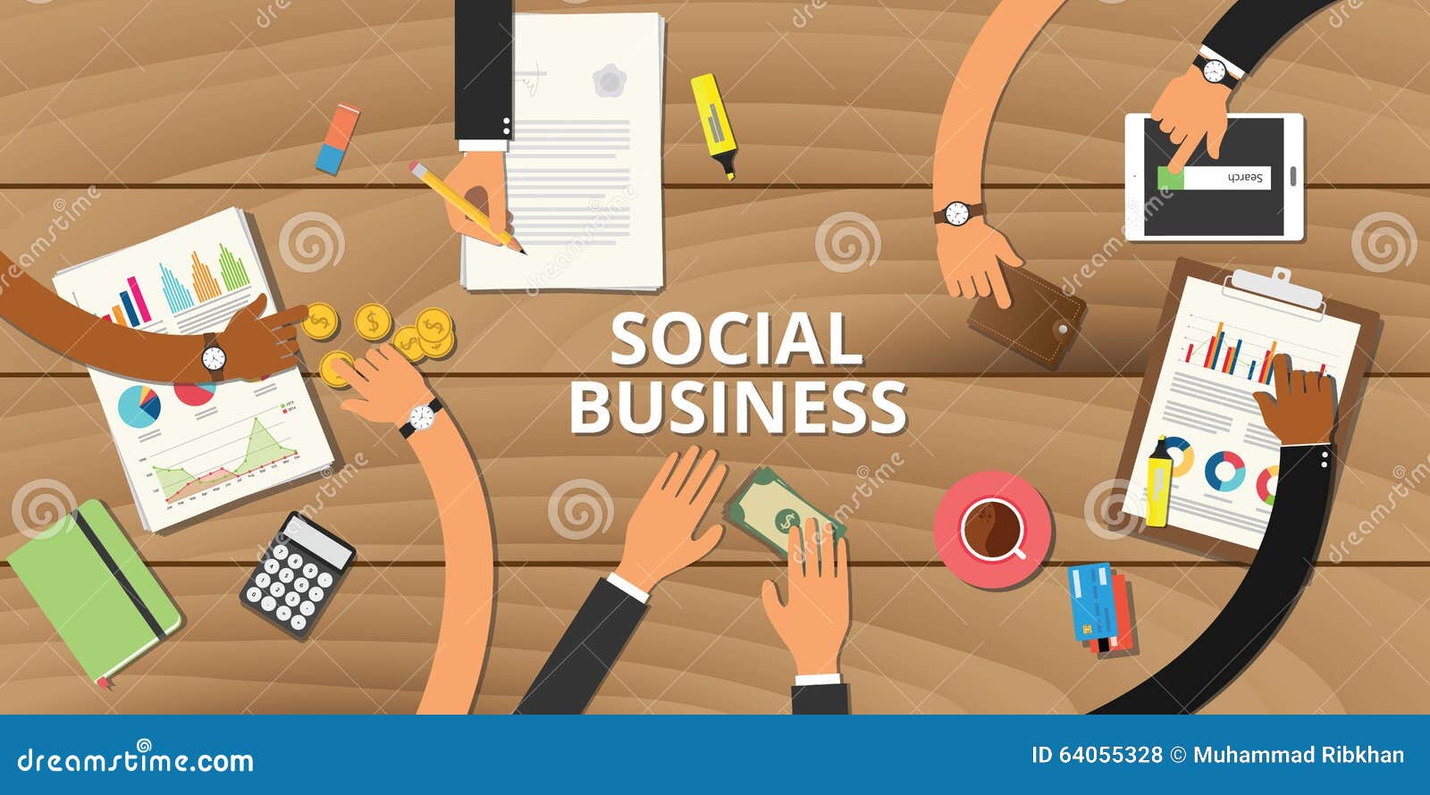 Social Business Entrepreneurship Concept Graph Data Stock Vector ...