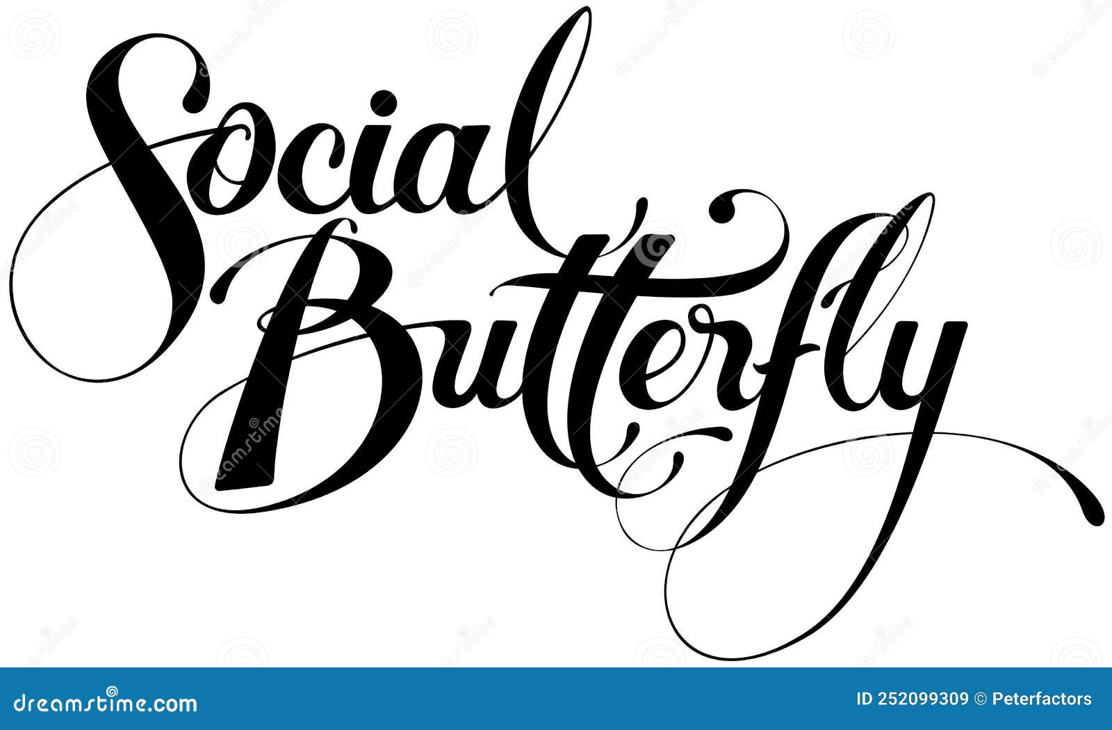 Social Butterfly - Custom Calligraphy Text Stock Vector - Illustration ...