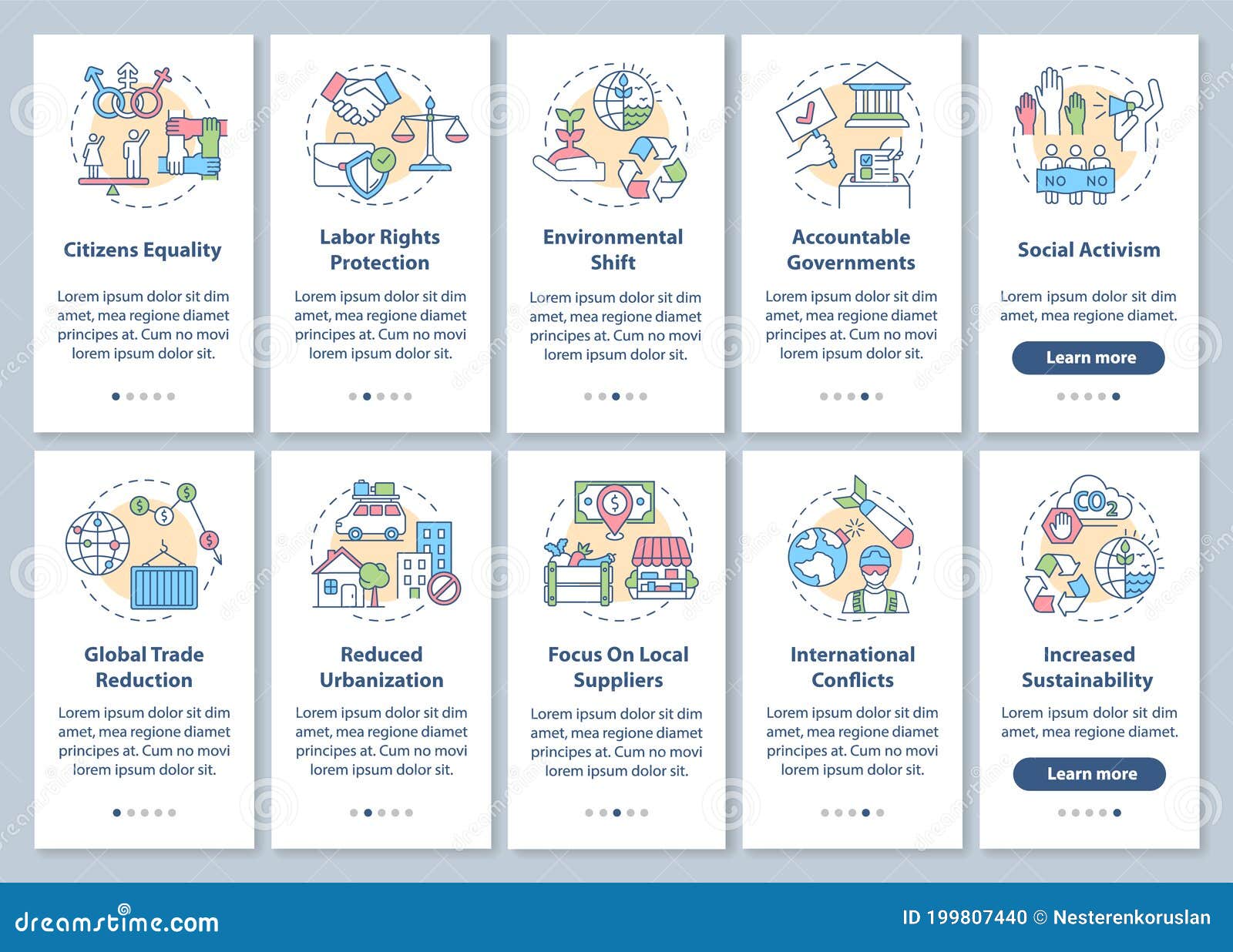 Social Change Advantages Onboarding Mobile App Page Screen with ...