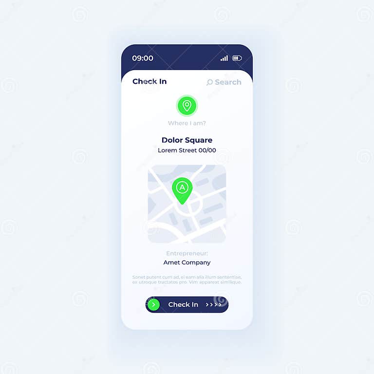 Social Check in App Smartphone Interface Vector Template Stock Vector ...