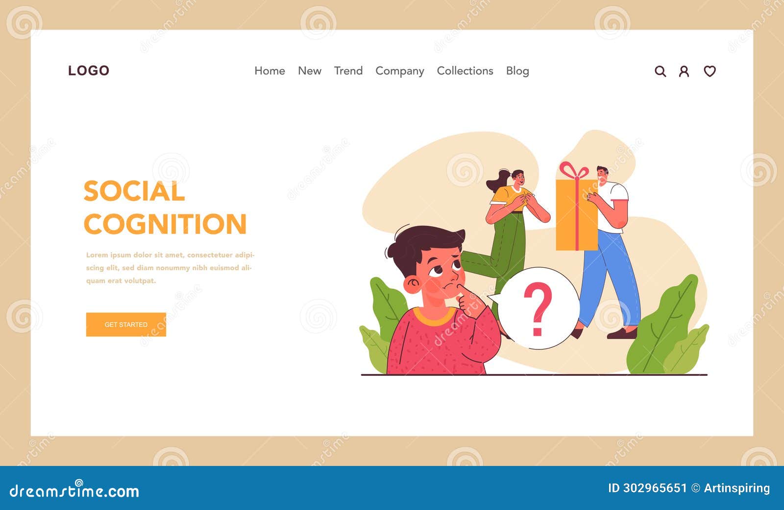 Social Cognition Web Banner or Landing Page. Human Cognitive Function ...