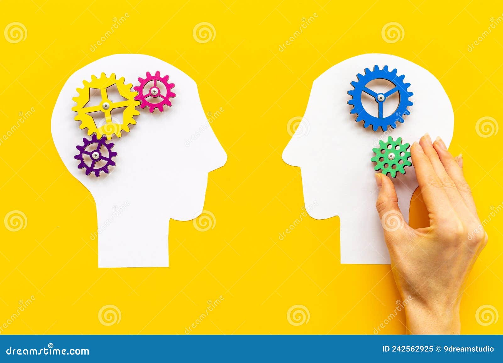Social Communication and Connection Concept with Two Paper Human Heads ...