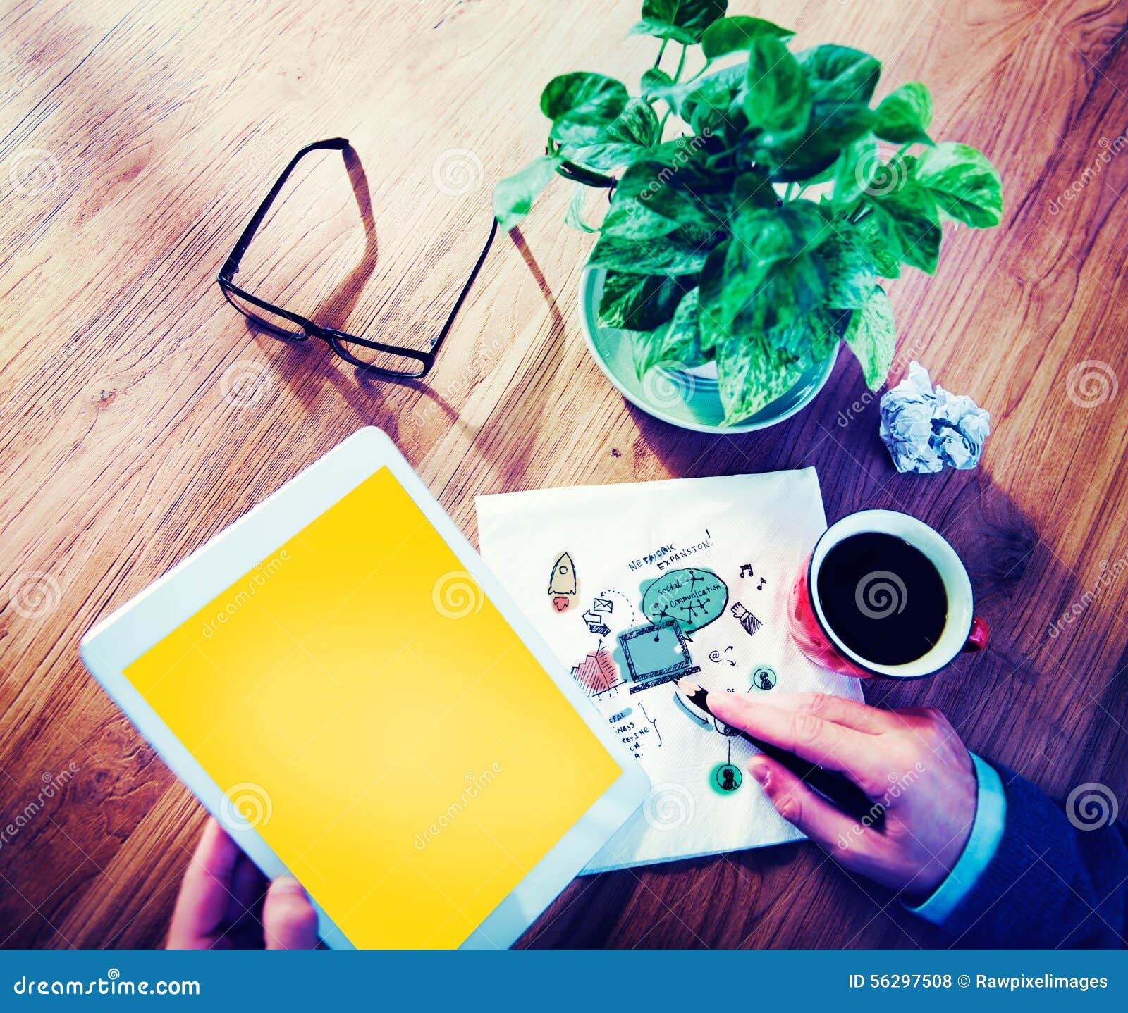 Social Communication Digital Tablet Launch Concept Stock Photo - Image ...