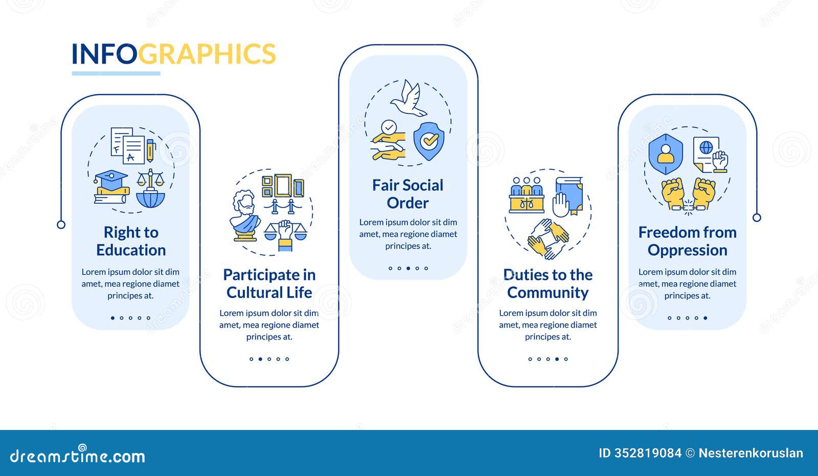 Social Communication Rights Rectangle Infographic Vector Stock ...
