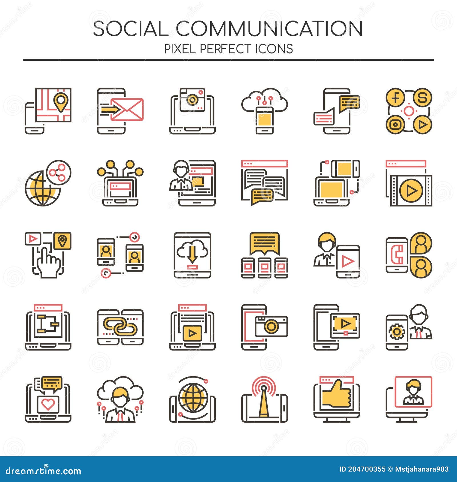 Social Communication , Thin Line and Pixel Perfect Icons Stock Vector ...