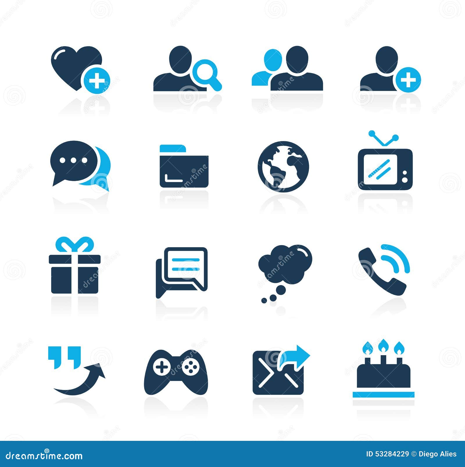Social Communications Icons // Azure Series Stock Vector - Illustration ...