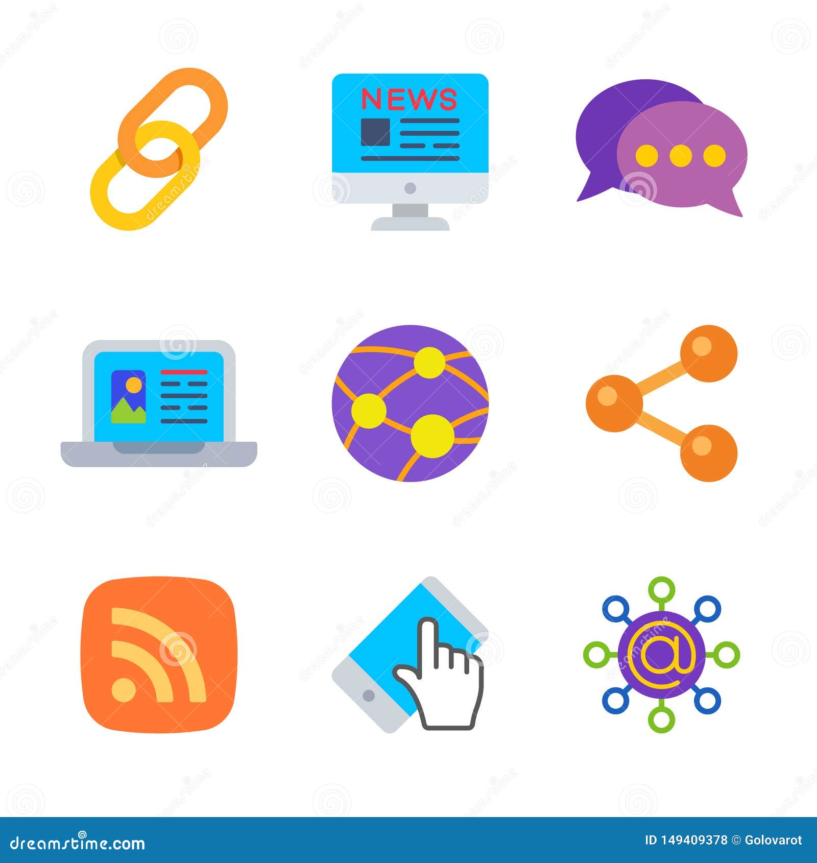 Social and Connect Colored Trendy Icon Pack 1. Vector Stock ...