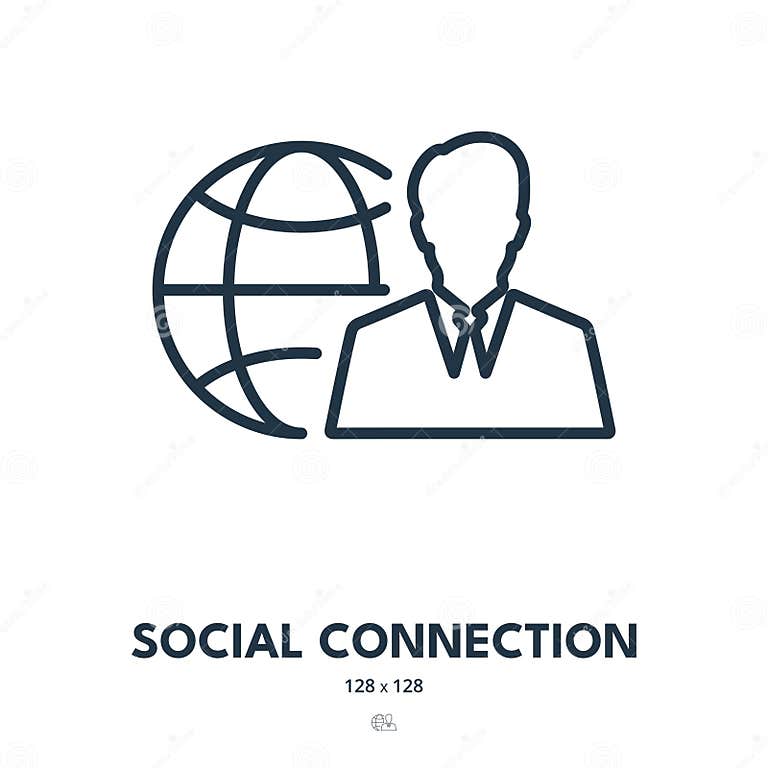 Social Connection Icon. Network, Communication, Global. Editable Stroke ...