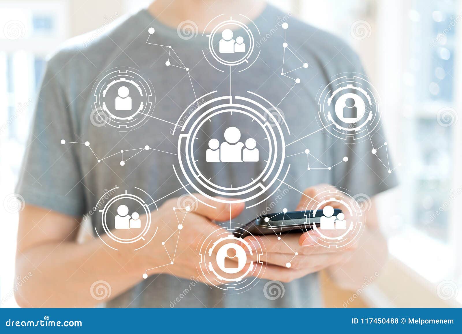 Social Connections with Man Using a Smartphone Stock Photo - Image of ...