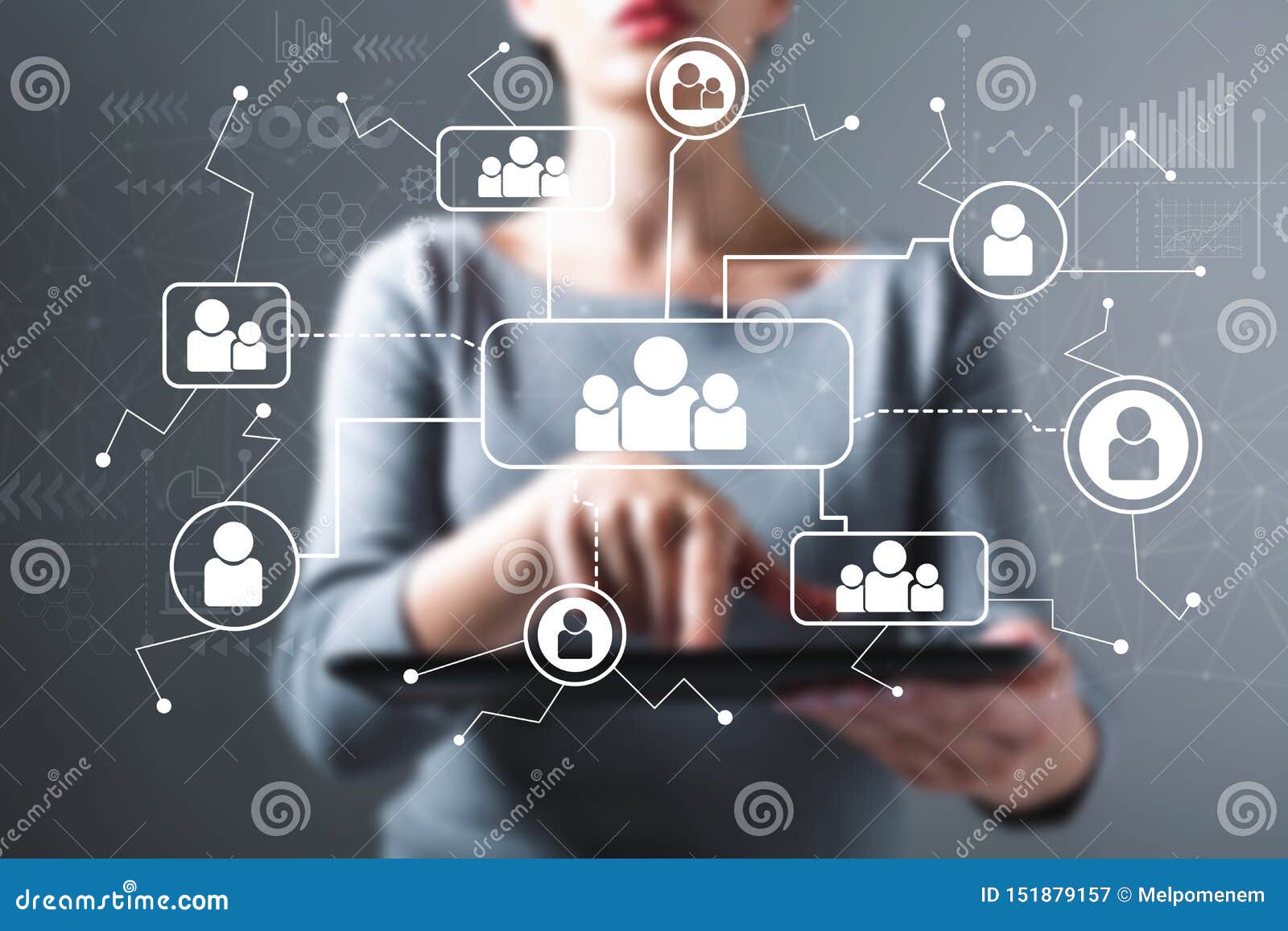 Social Connections Theme with Woman Using a Tablet Stock Image - Image ...