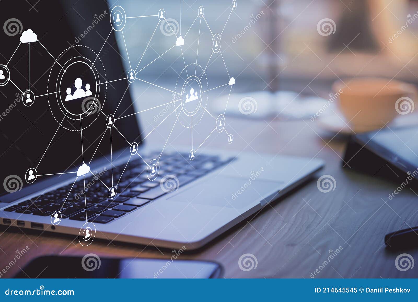 Social and Corporate Networking Concept with Virtual Screen with ...