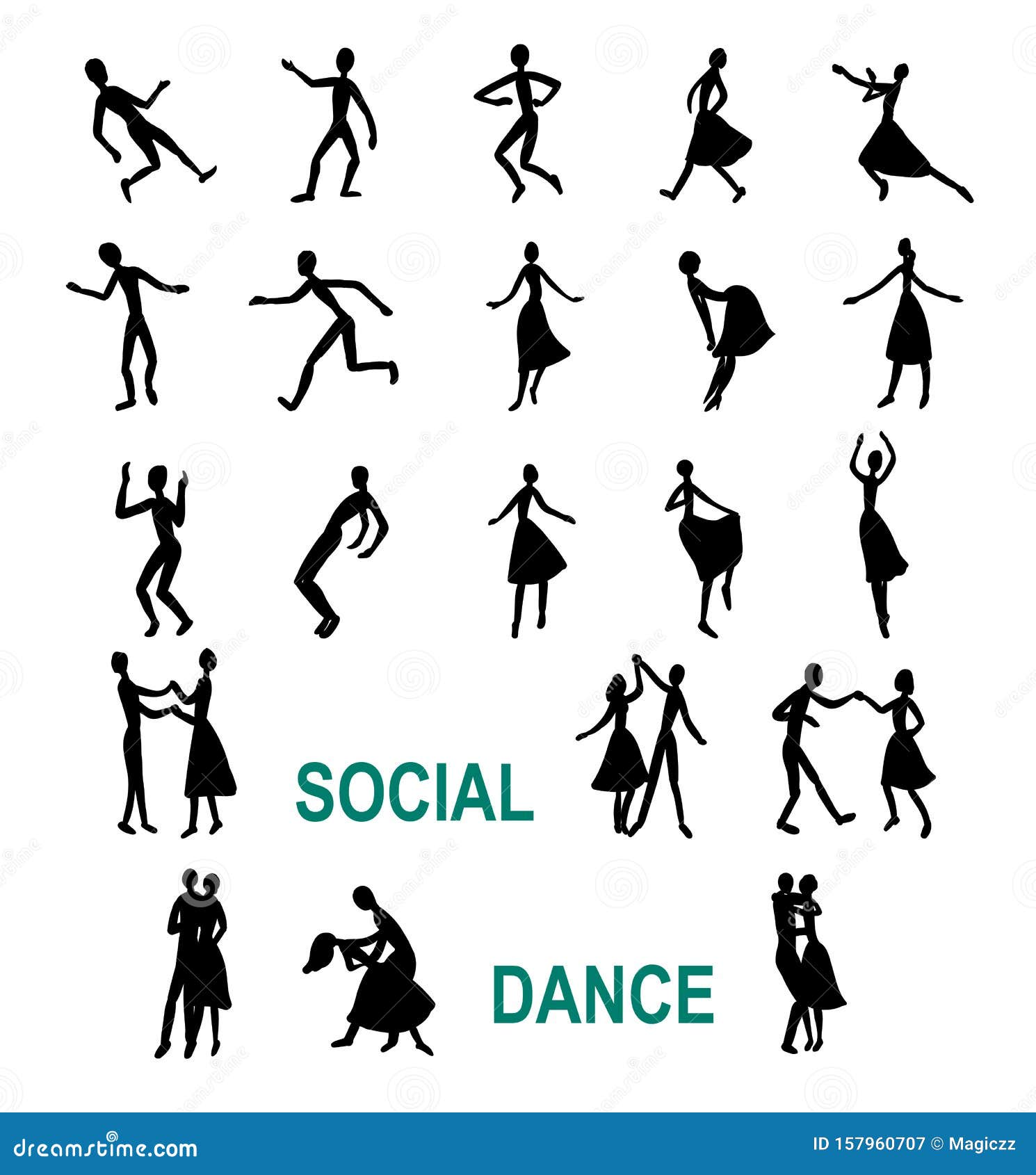 Social Dancing, Abstract Silhouettes Stock Vector - Illustration of ...