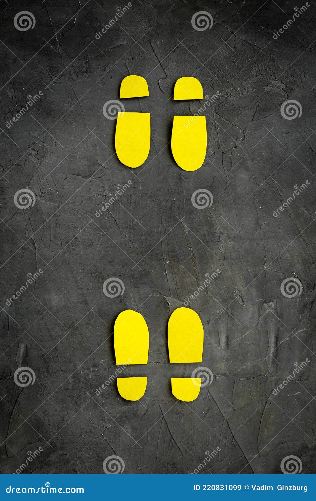 Social Distance Concept with Paper Footprints. Top View Stock Image ...