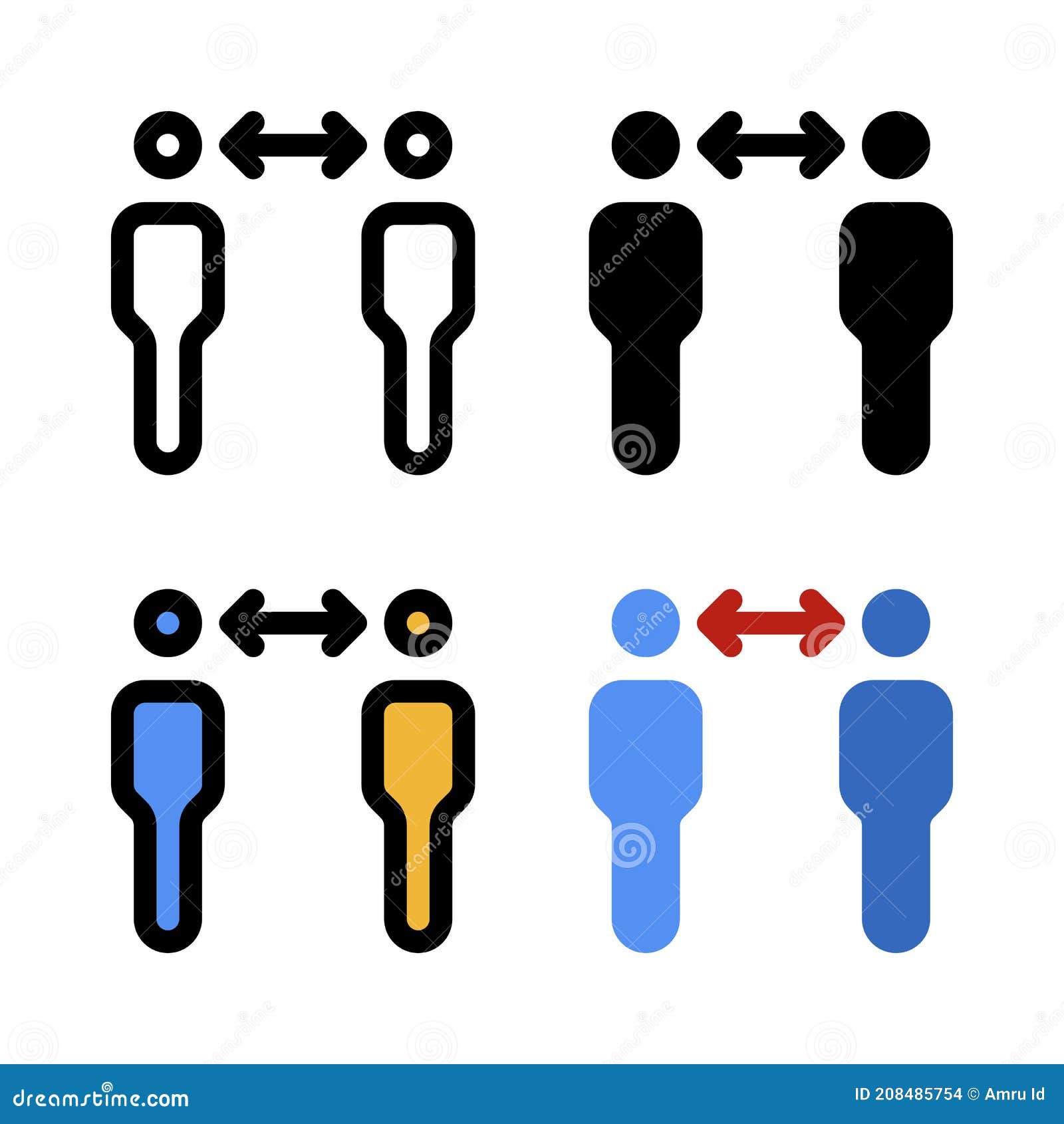 Social Distance Icon Logo and Illustration Stock Vector - Illustration ...