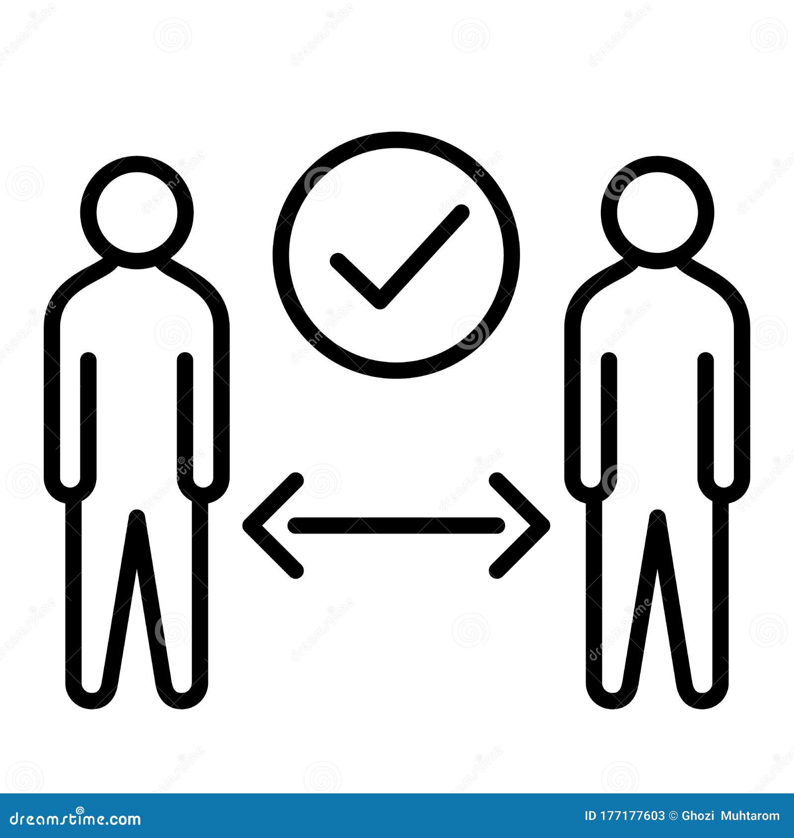 Social Distance or Physical Distancing Icon with Modern Flat Line Icon ...