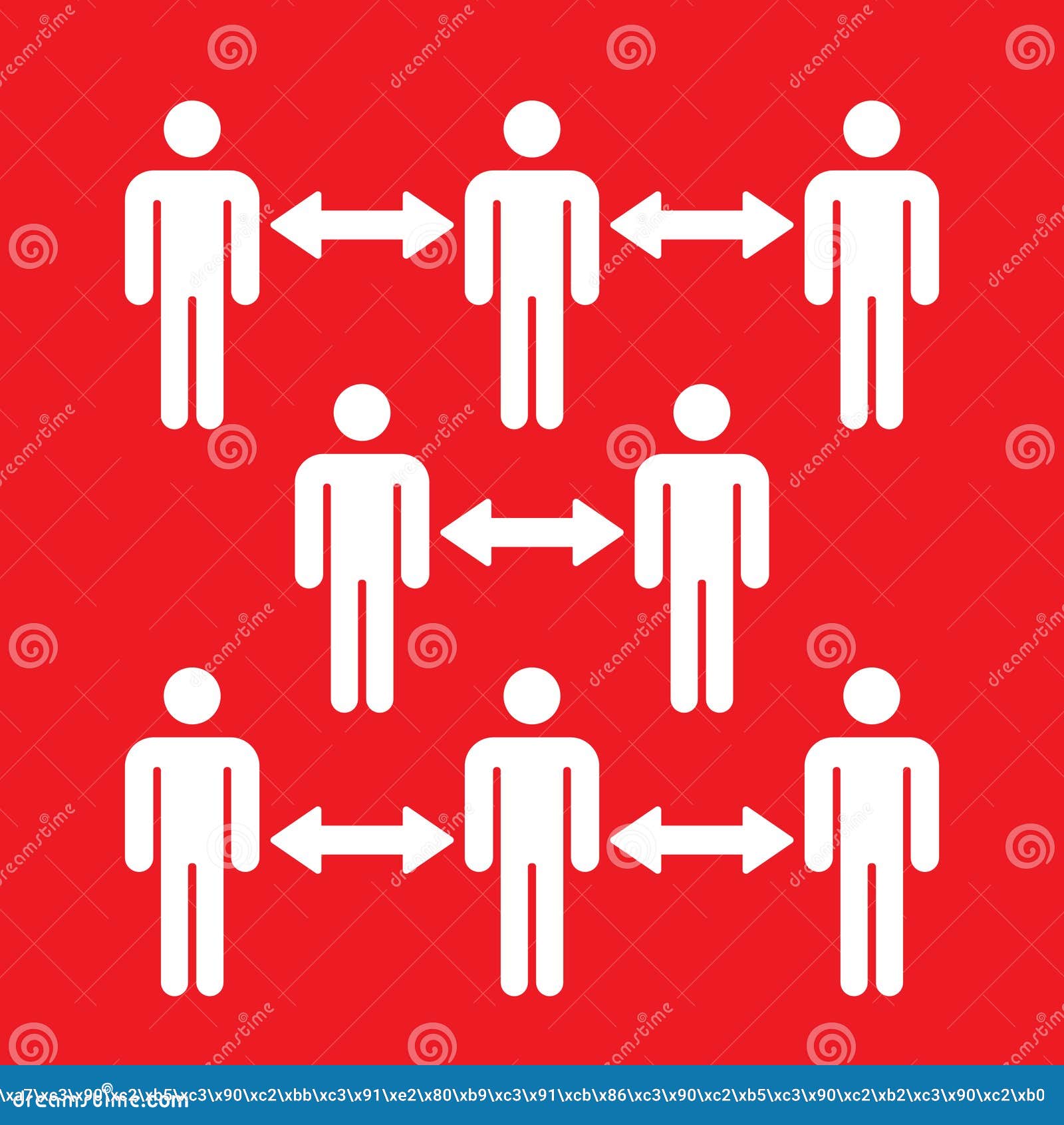Social Distance Sign, White Figures on a Red Background Stock Vector ...