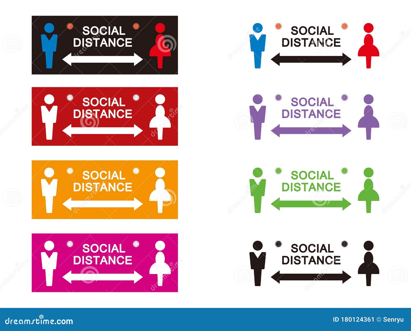Social Distance Sticker Set Stock Vector - Illustration of influenza ...