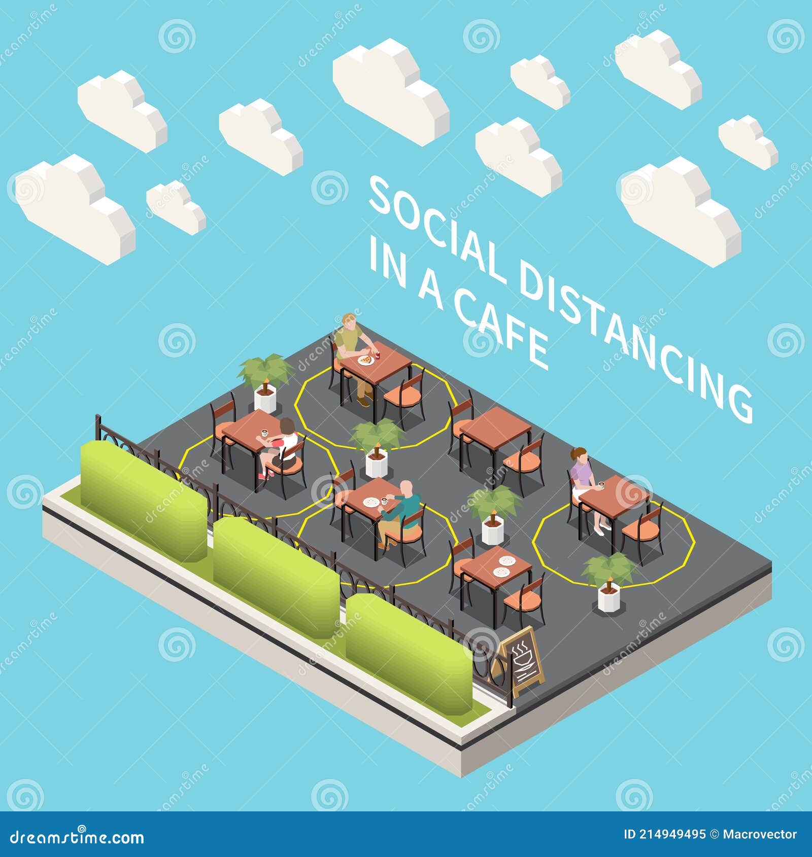Social Distancing Cafe Composition Stock Vector - Illustration of ...
