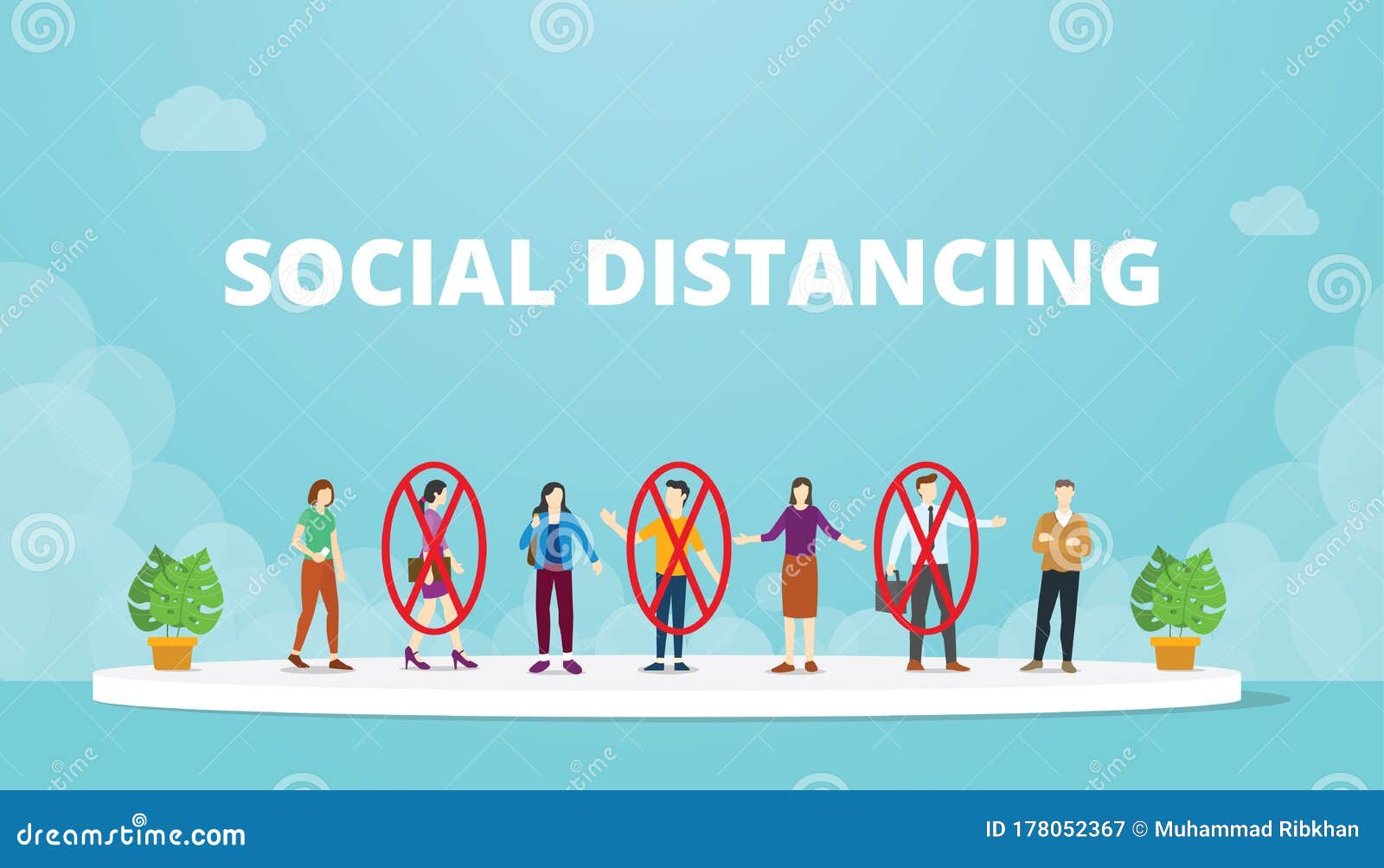 Social Distancing Concept with People in Crowd and Distance Concept ...