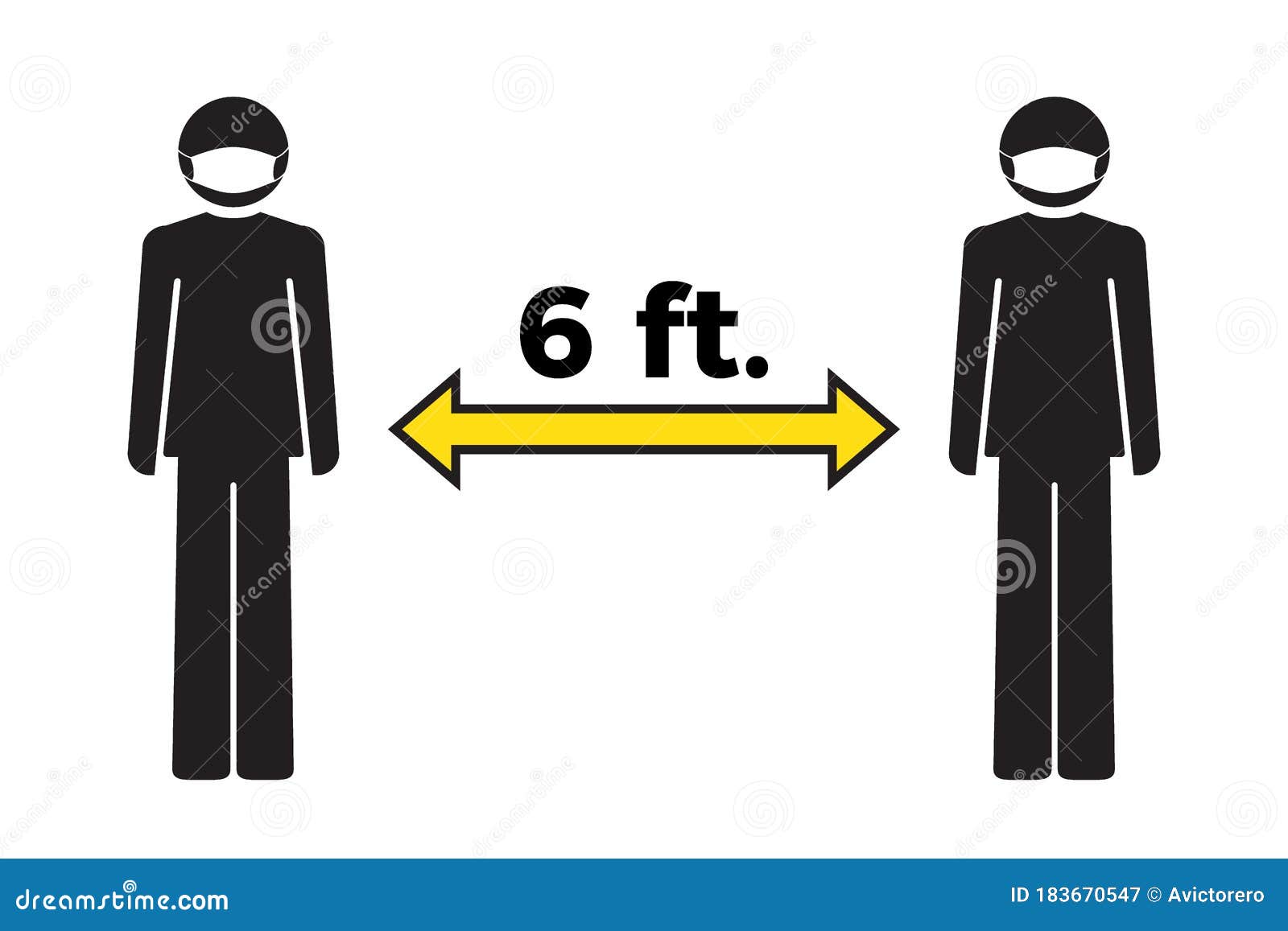 Social Distancing Concept Stay Six Feet Apart Human Icon Wearing Face
