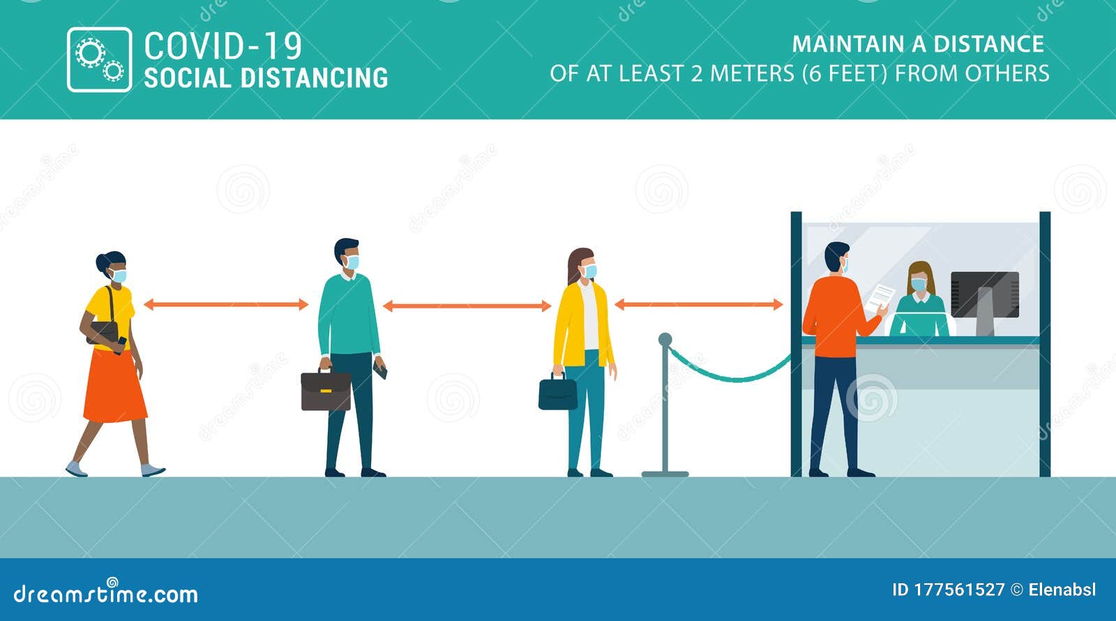 Social Distancing Signs In Public Spaces. Vector Pictogram Depicting ... Social Distancing Signs In Public Spaces. Vector Pictogram Depicting ...