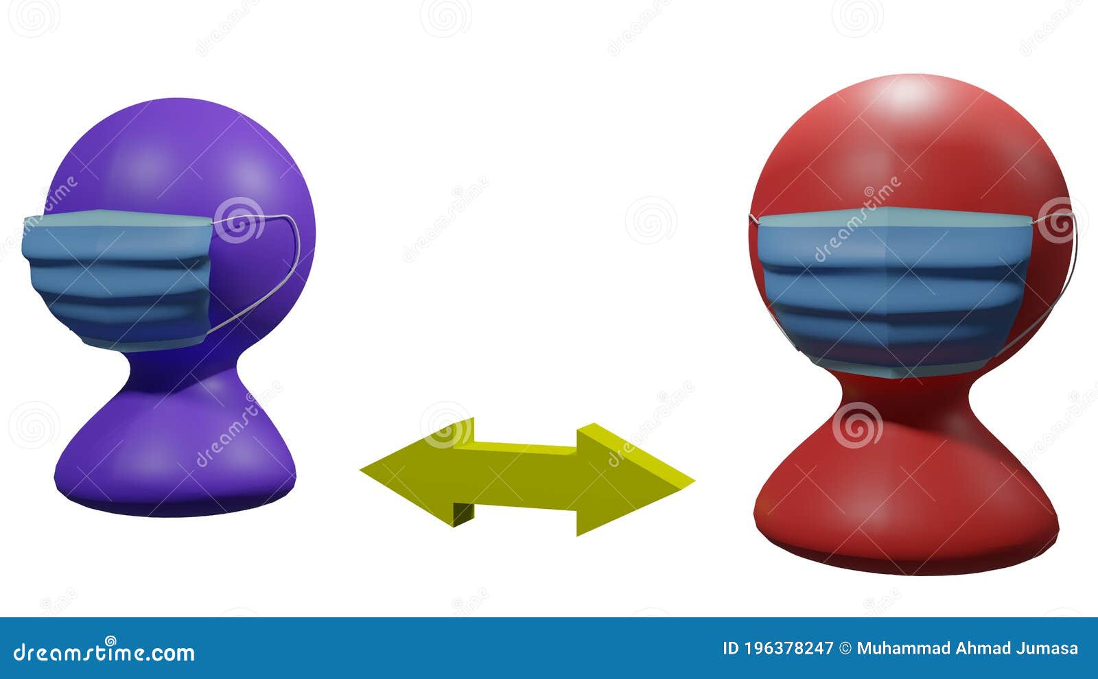 Social Distancing in 3d Rendering Stock Illustration - Illustration of ...