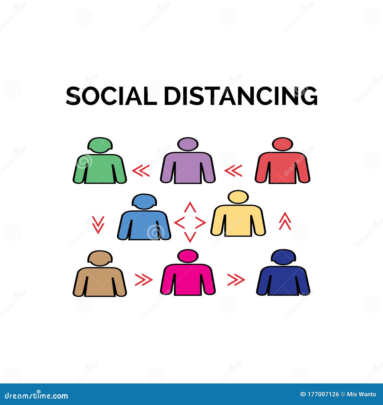 Social Distancing Icon and Self Quarantine Vector Illustration Stock ...
