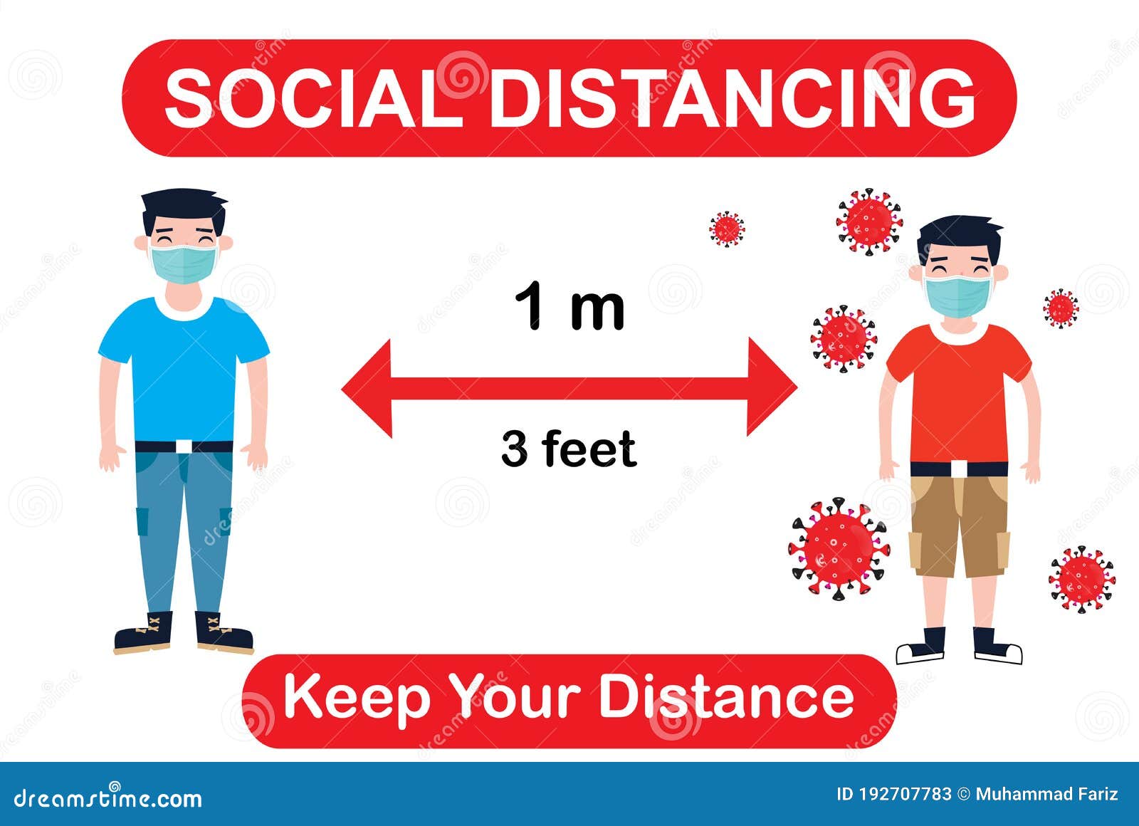 Social Distancing. Keep a Distance of 1 Meter Stock Vector ...