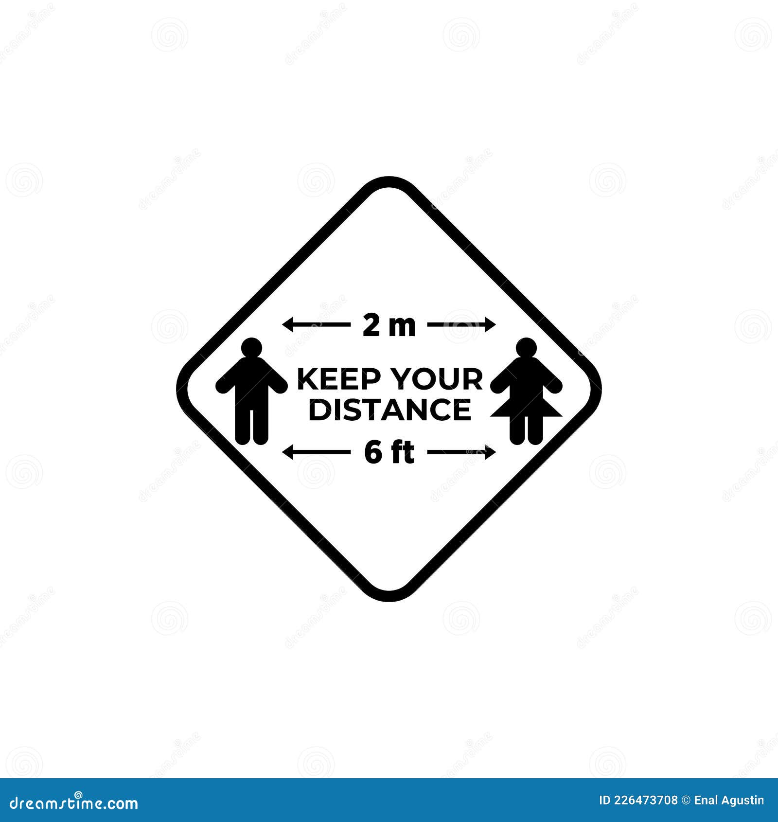 Social Distancing Label Logo Design Template Stock Vector ...