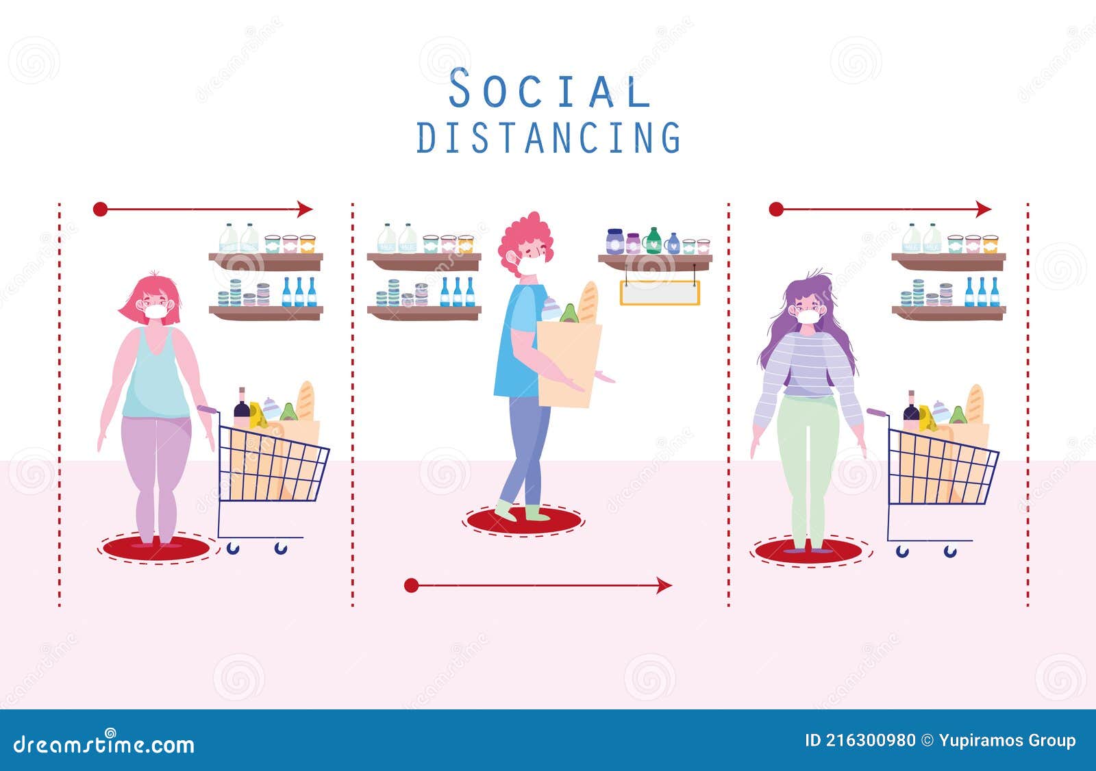 Social distancing market stock vector. Illustration of normal - 216300980