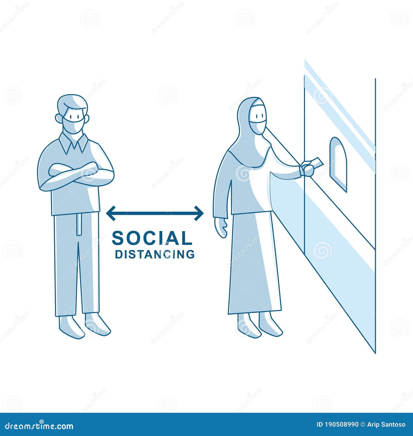 Social Distancing 2 Meter and 6 Feet Illustration Vector Stock Vector ...