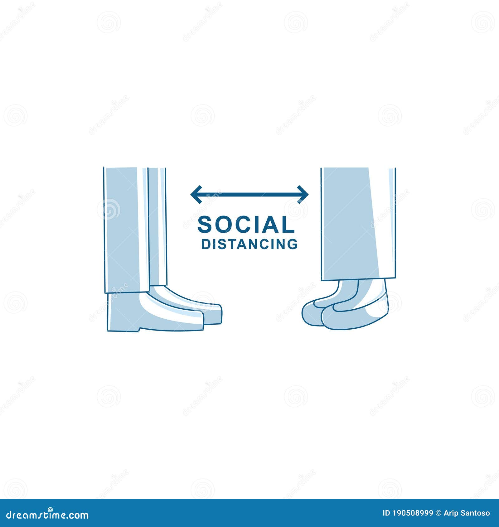 Social Distancing 2 Meter and 6 Feet Illustration Vector Stock Vector ...