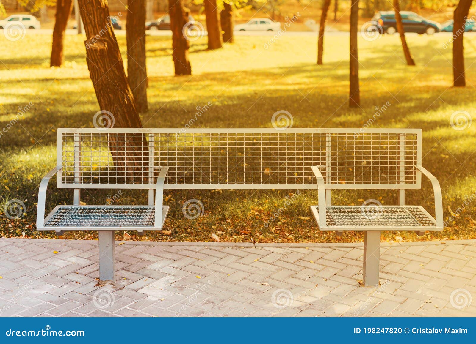 Social Distancing Outdoor Bench in the Park Stock Photo - Image of ...