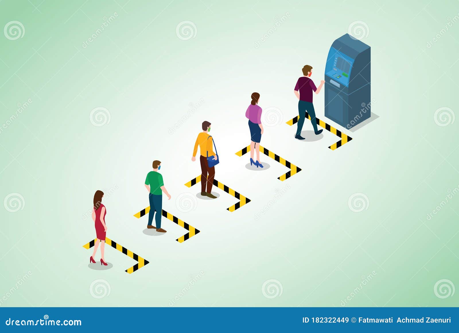 Social Distancing or Physical Distancing Concept with People Queue in ...