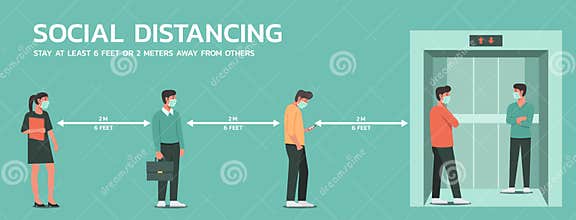 People Waiting for the Elevator and Maintain Social Distancing Stock ...