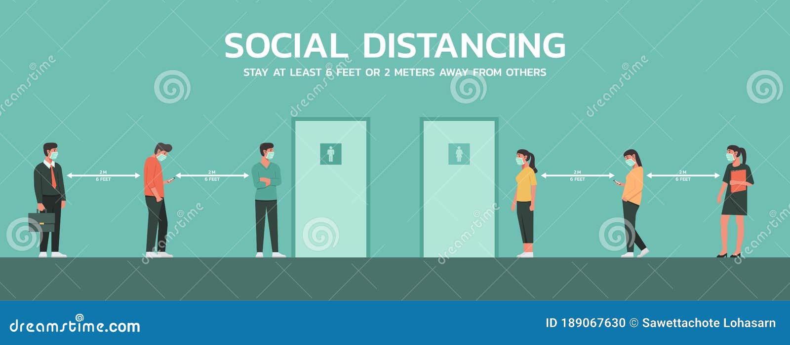 Toilet Queue Line Vector Cartoon Illustration | CartoonDealer.com ...