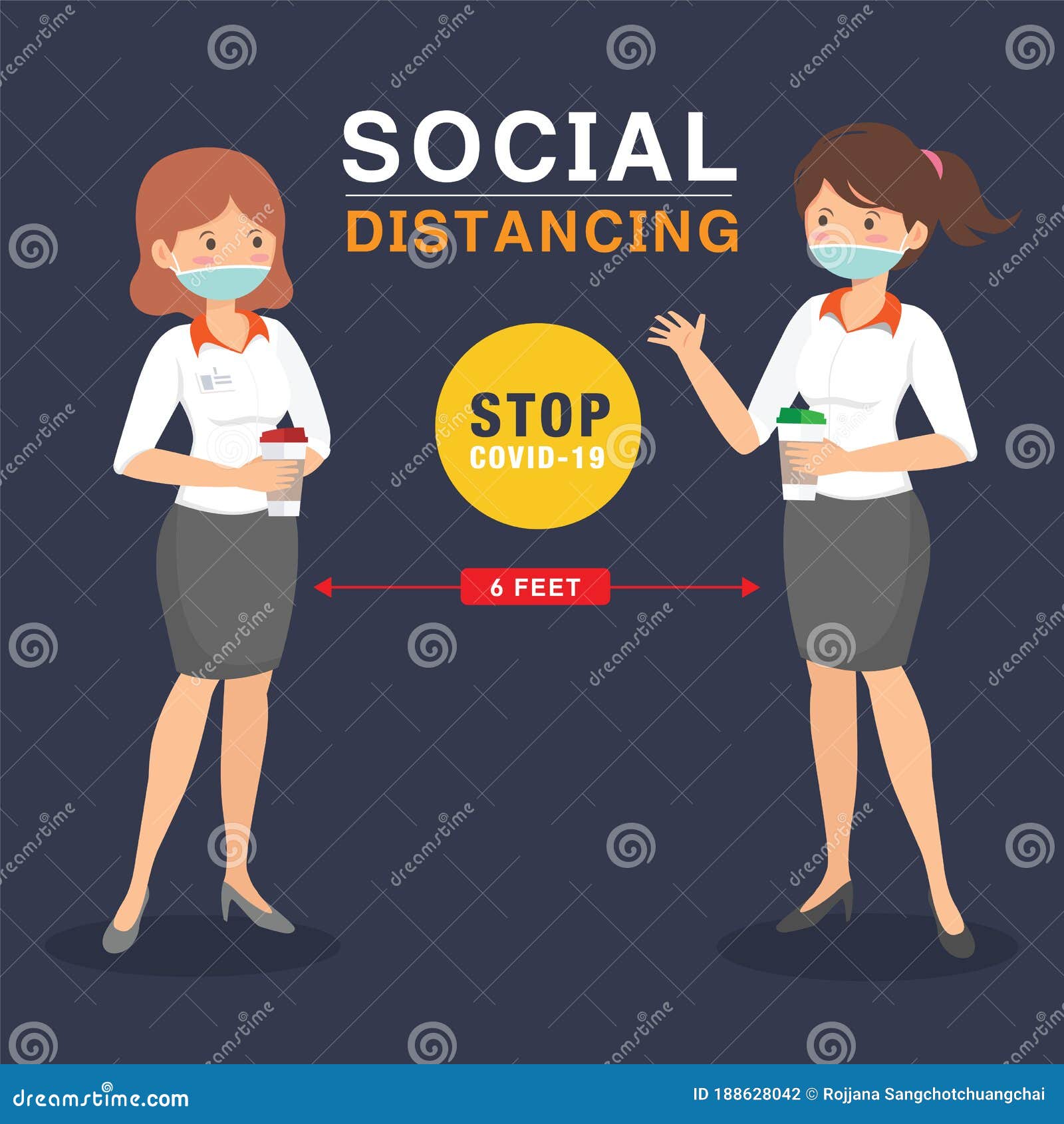 Social Distancing Sign with People Stock Vector - Illustration of sign ...