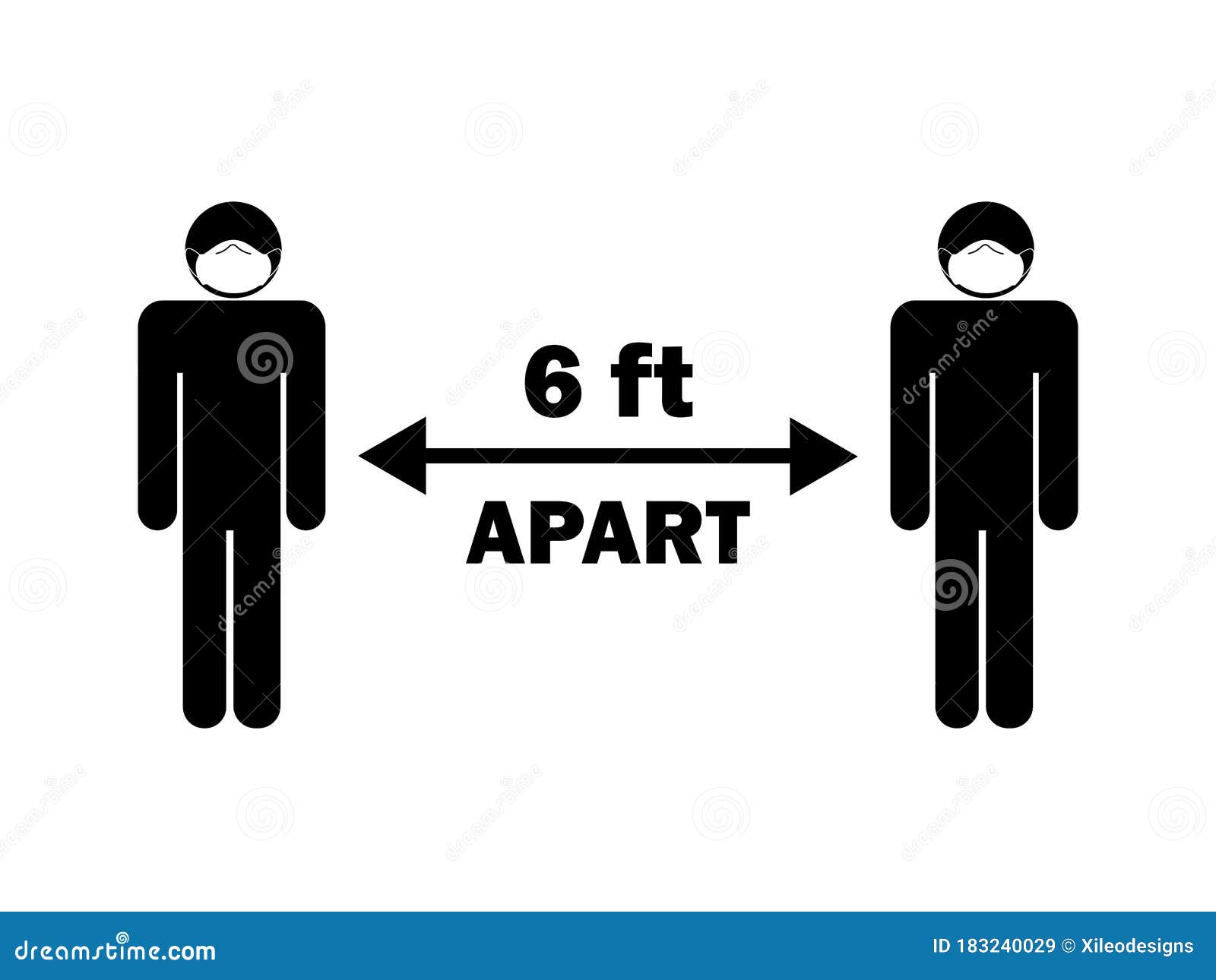 Social Distancing Six 6 Feet Apart From Others Black And White Stick