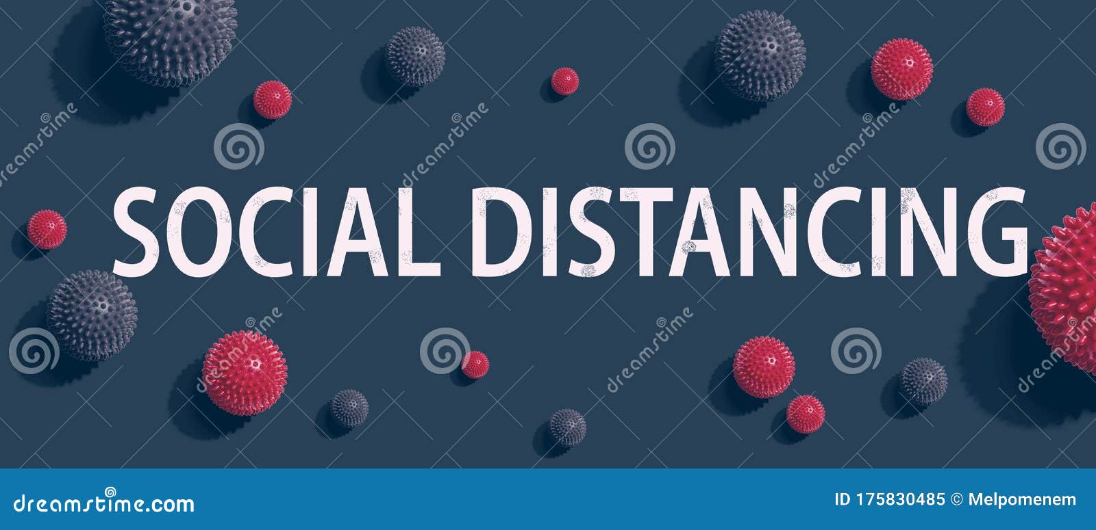 Social Distancing Theme with Viral Objects Stock Image - Image of ...