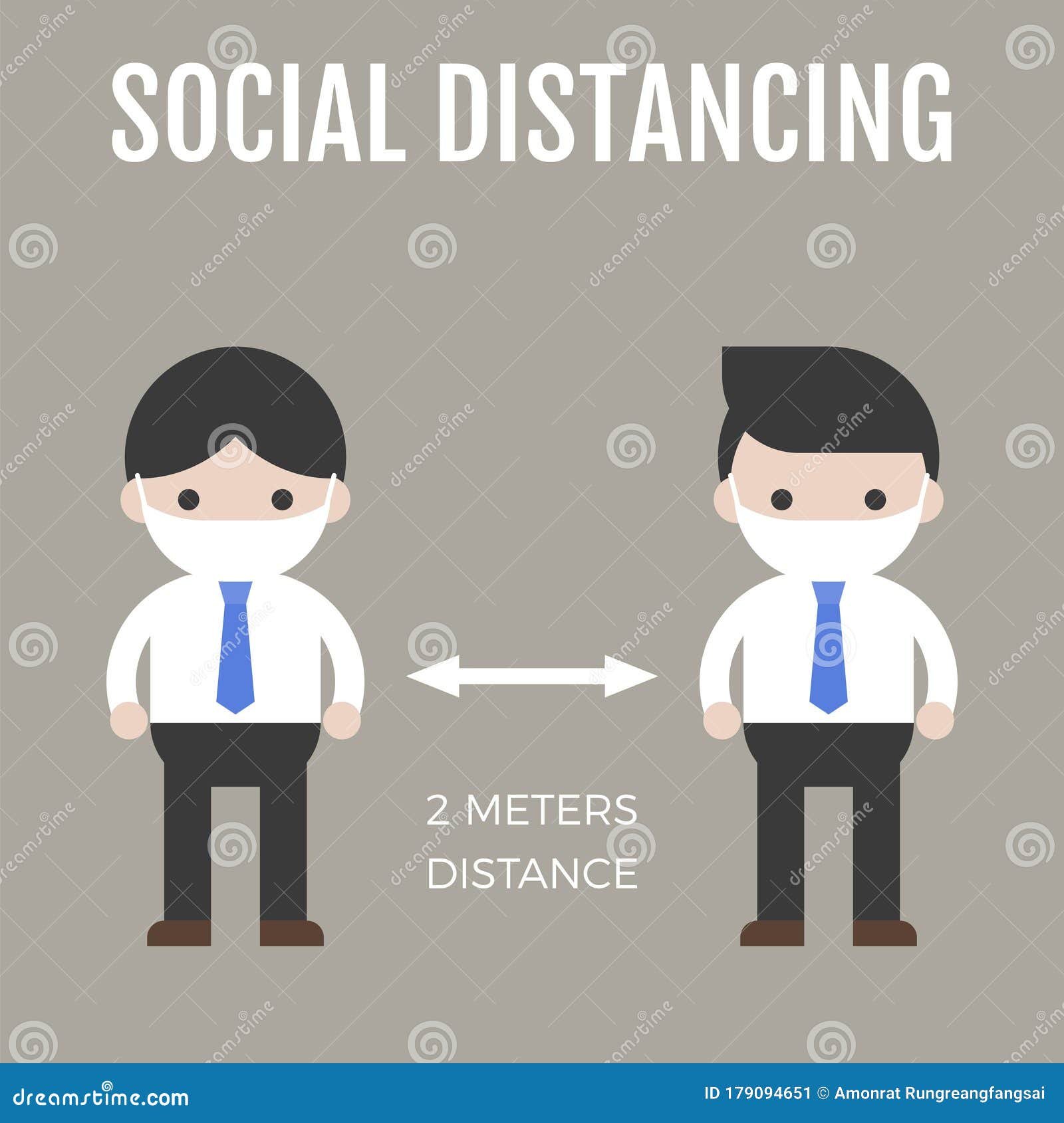 Social Distancing, Two Men Maintaining a Physical Distance Stock Vector ...