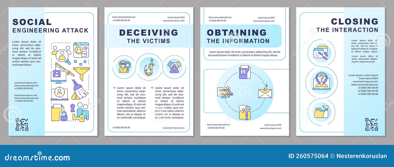 Social Engineering Attack Blue Brochure Template Stock Vector ...