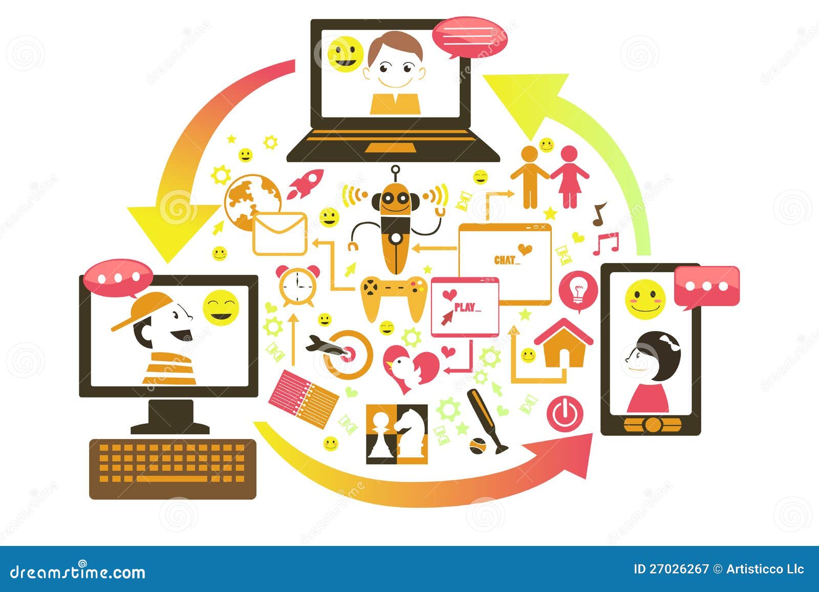 Social gaming concept stock vector. Illustration of information - 27026267