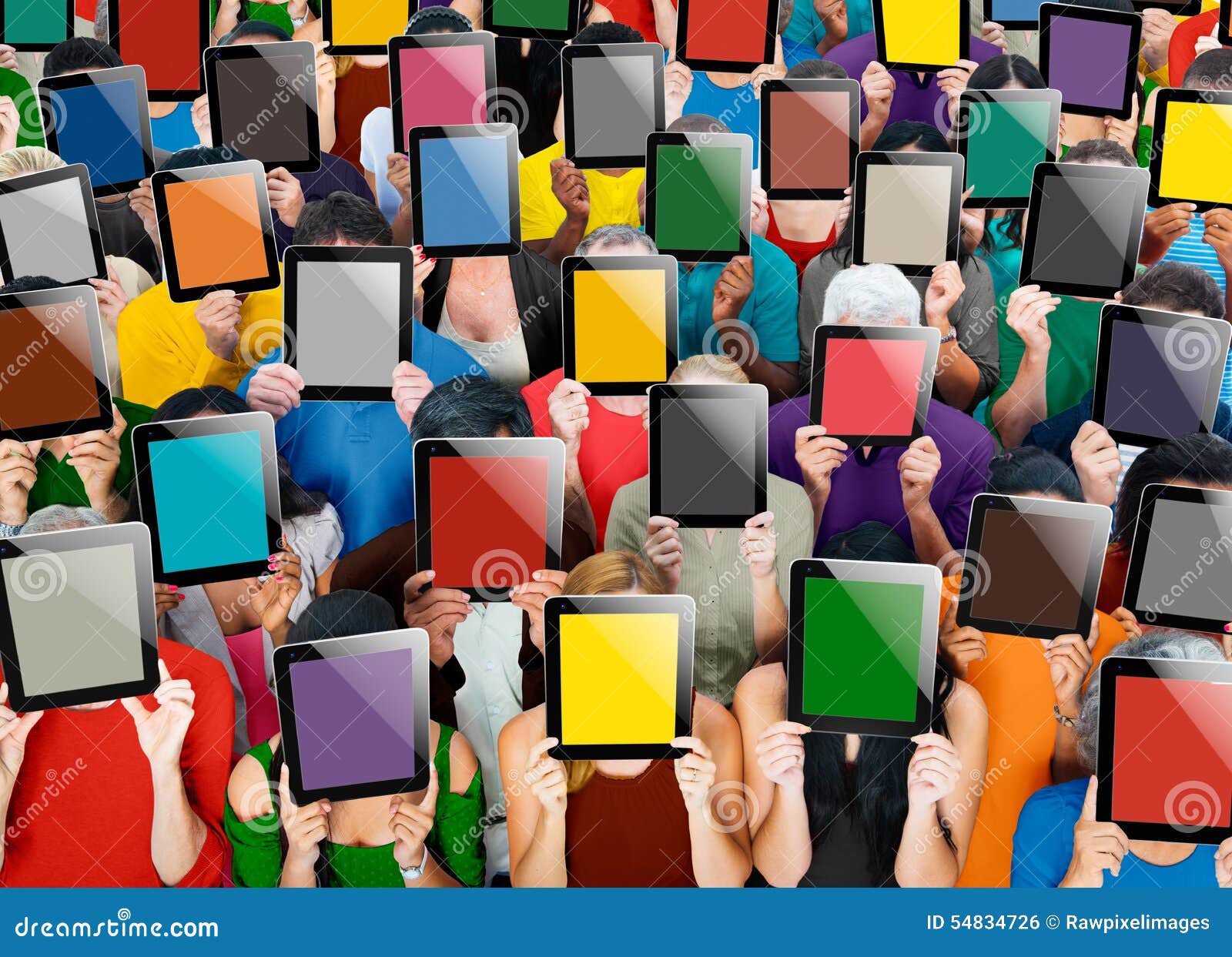 Social Gathering Digital Tablet Communication Society Concept Stock ...