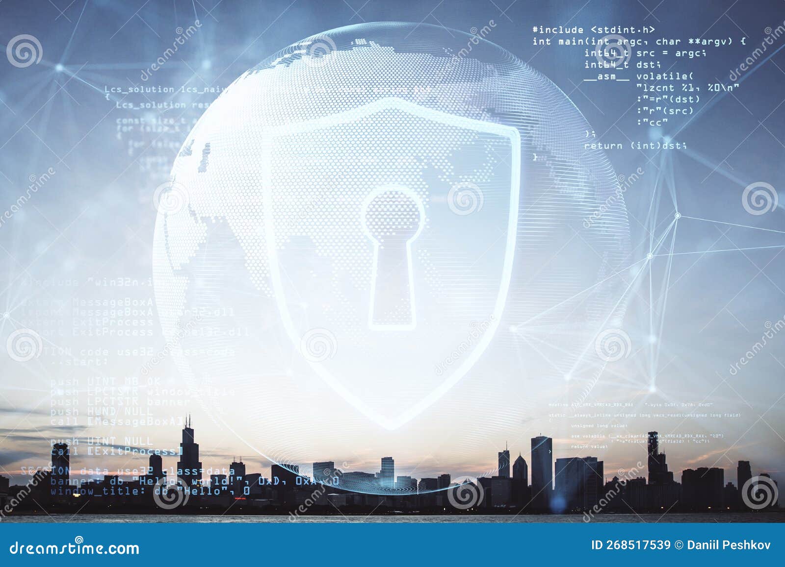 Social Global Network and Cyber Security Concept with Digital Blue ...