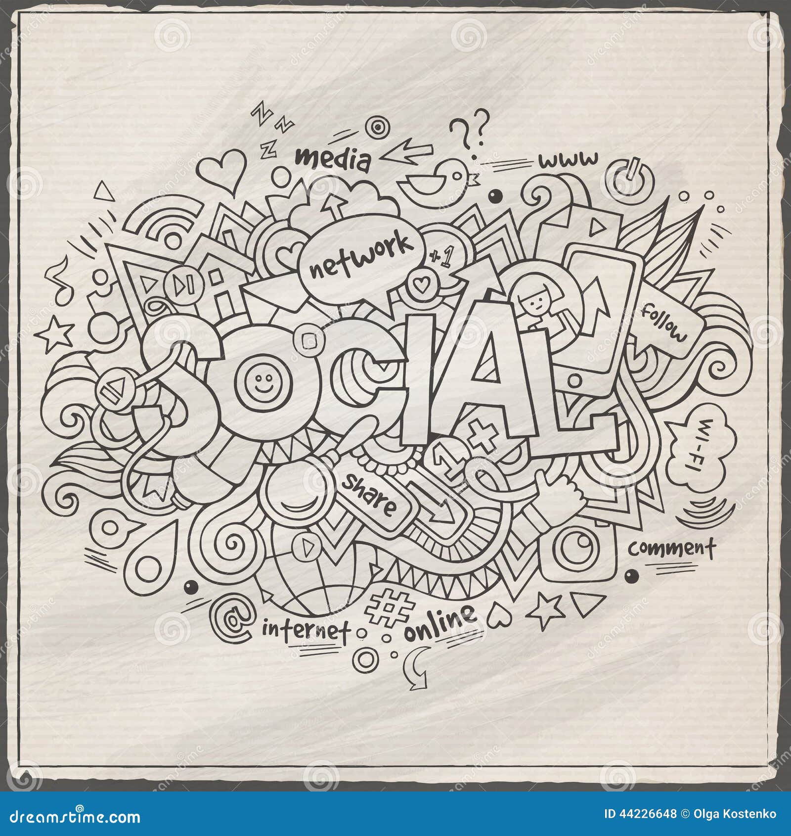 Social Hand Lettering and Doodles Elements Stock Vector - Illustration ...