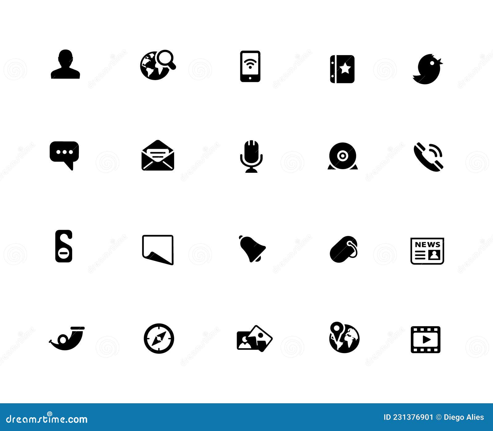 Social Icons // 32 Pixels Icons White Series Stock Vector ...