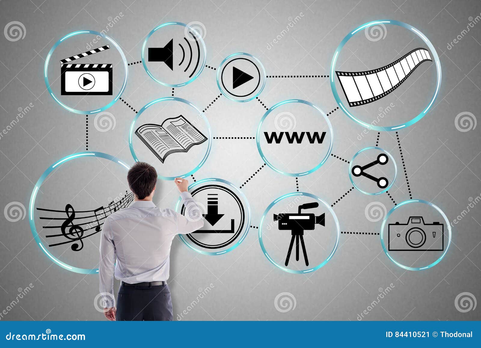 Social Information Sharing Concept Drawn by a Businessman Stock Image ...
