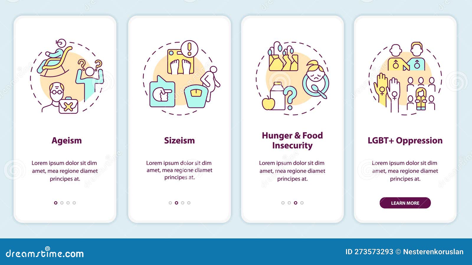 Social Injustice Examples Onboarding Mobile App Screen Stock Vector ...