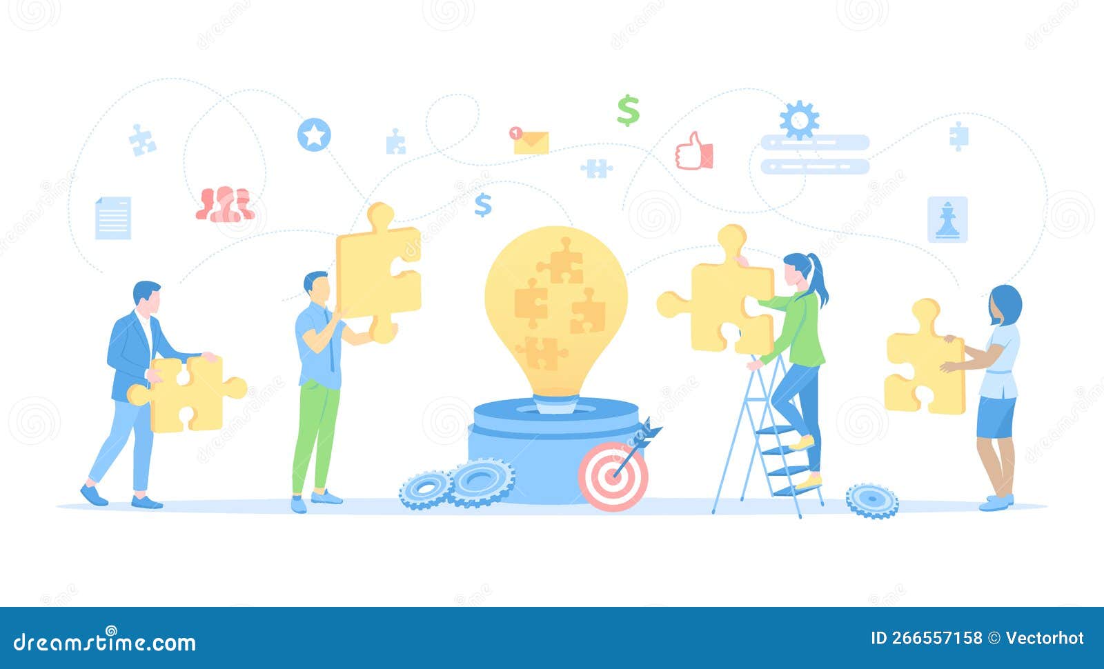 Social Innovation, Ideas, Strategy. a Group of People Puts a Puzzle in ...