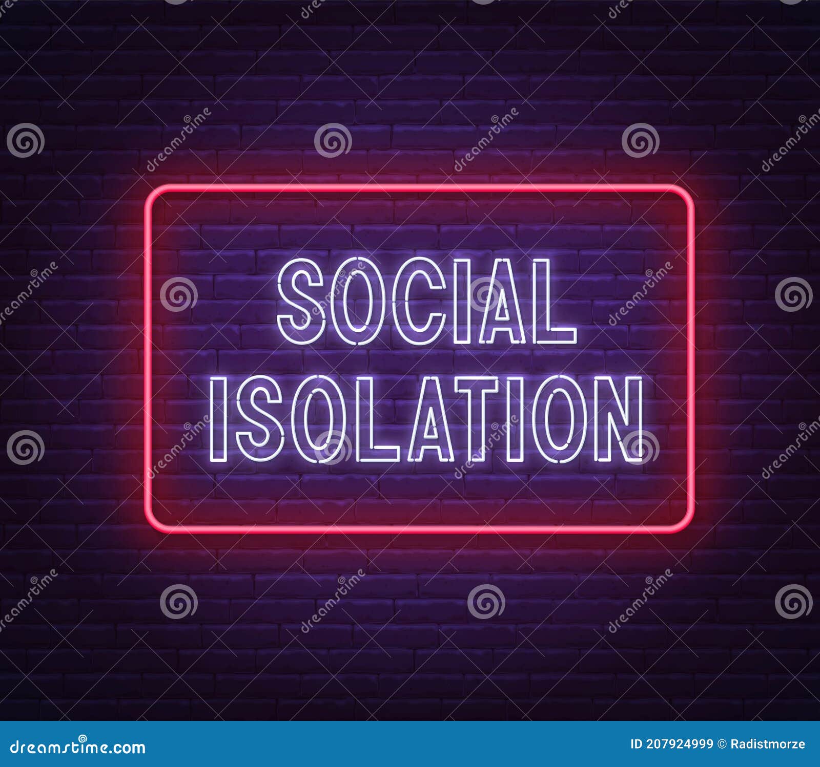 Social Isolation Neon Sign on Brick Wall Background. Stock Illustration ...